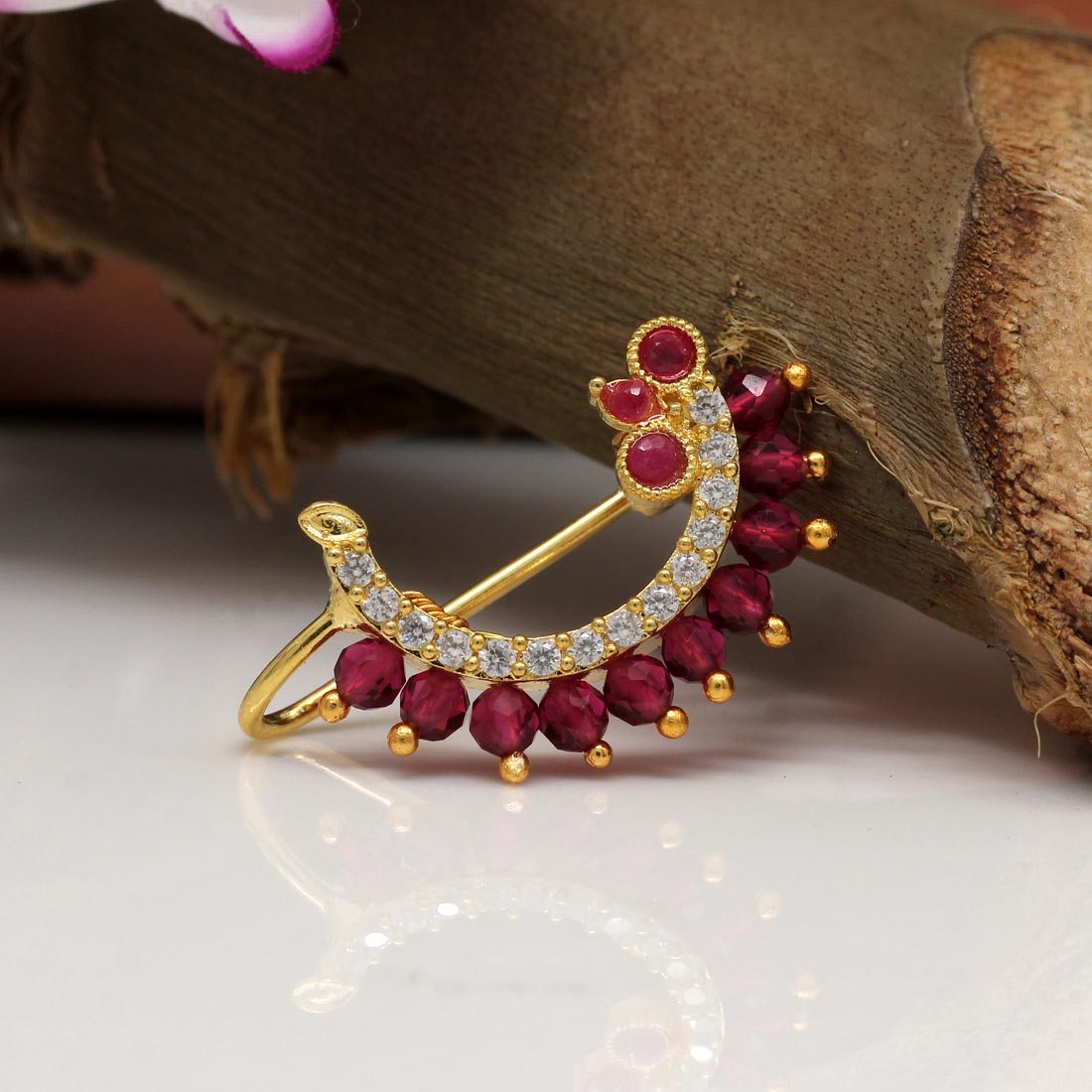 RUBY WHITE NOSE RING – Minachi